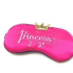 Girls Princess Sleep Mask: Pink Satin Eye Mask With Gold Crown - Etsy