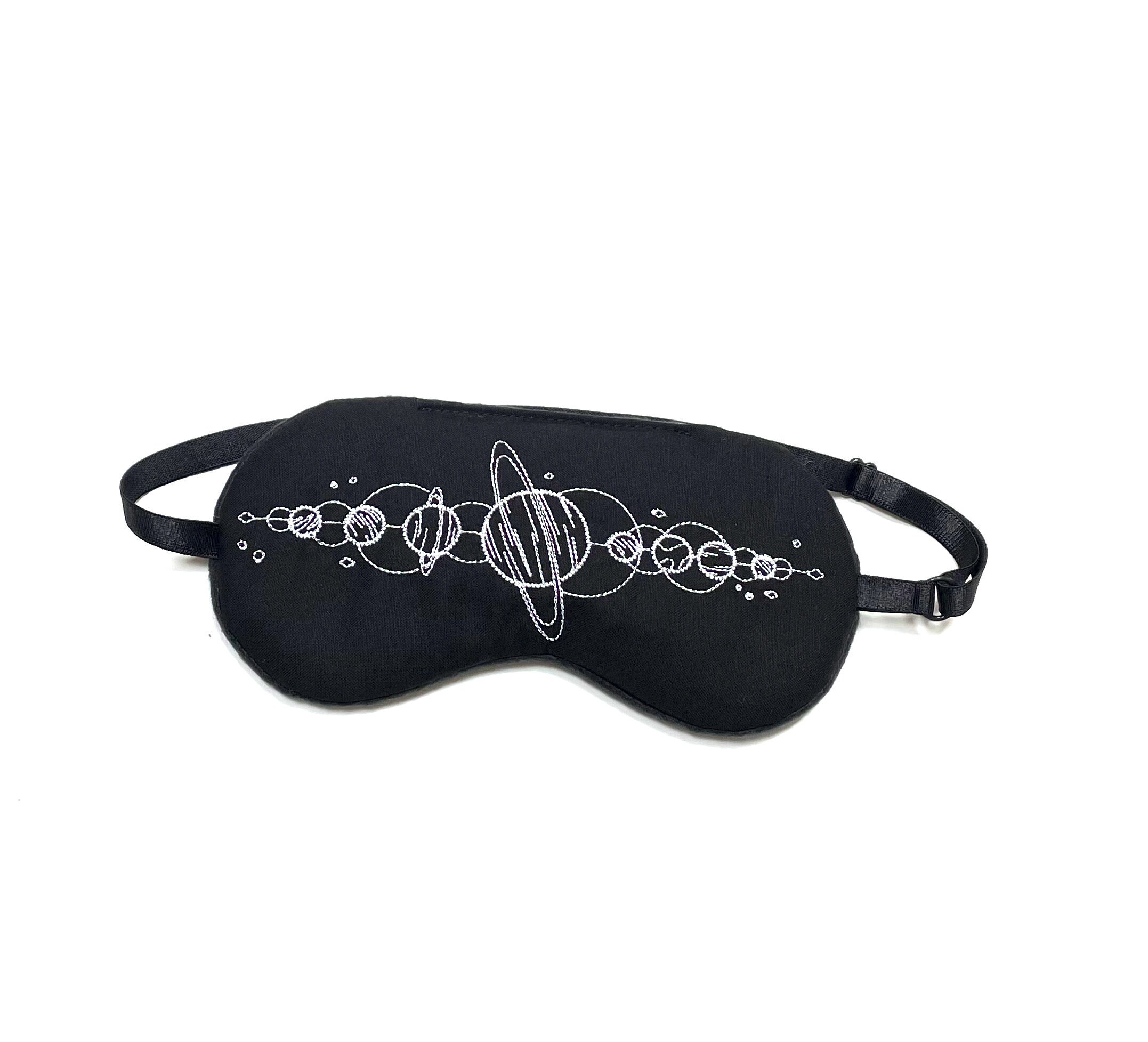 Moon Phases Sleep Mask: Black Cotton Embroidered Eye Mask - Etsy
