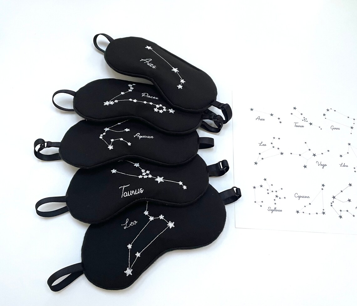 Zodiac Embroidered Sleep Mask Star Constellation Sleep Mask | Etsy