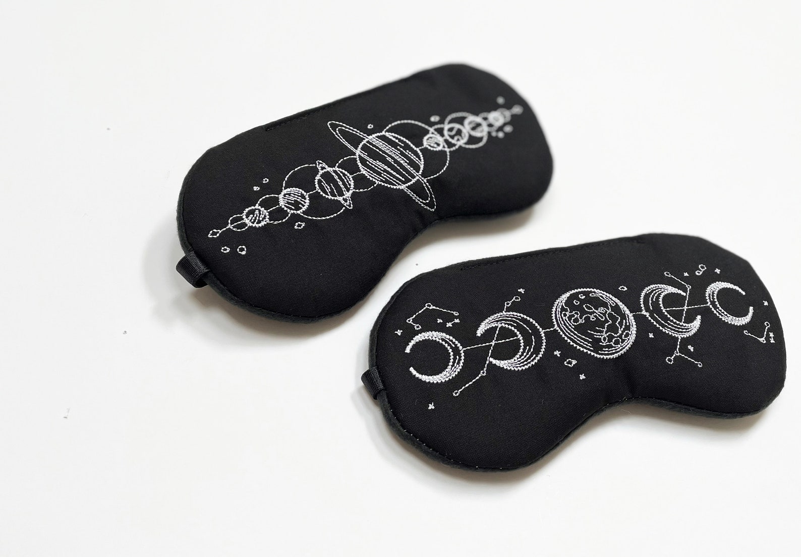 Moon Phases Sleep Mask: Black Cotton Embroidered Eye Mask - Etsy