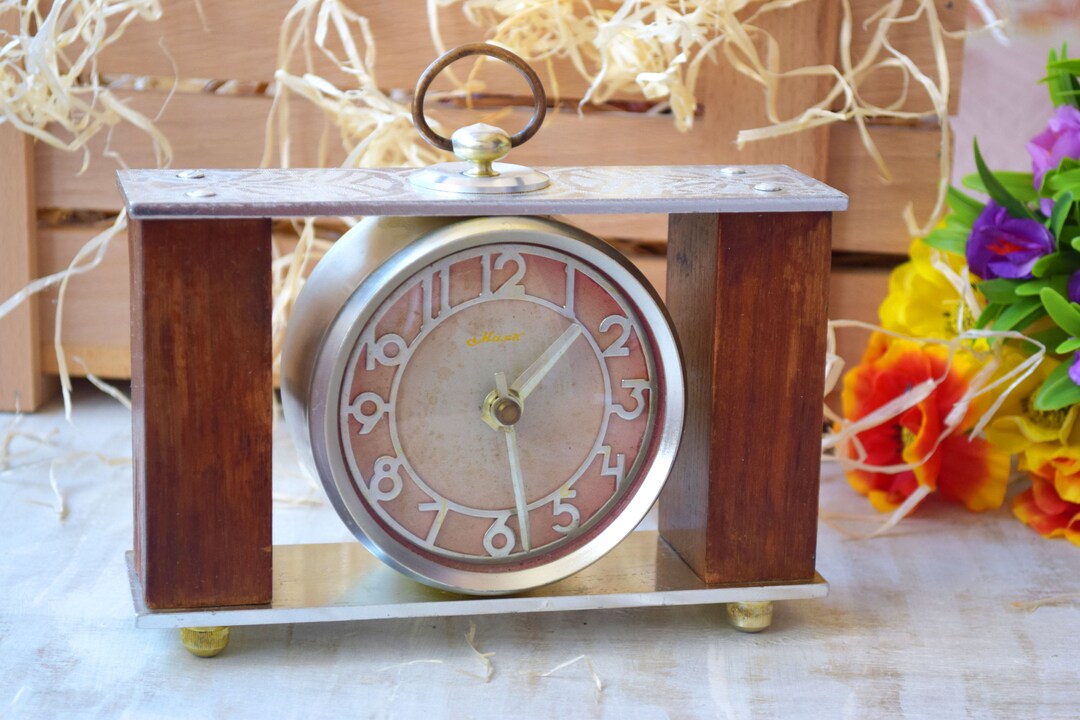 Soviet Alarm Mechanical Clock Wooden Vintage Desk Clock Ussr Retro ...