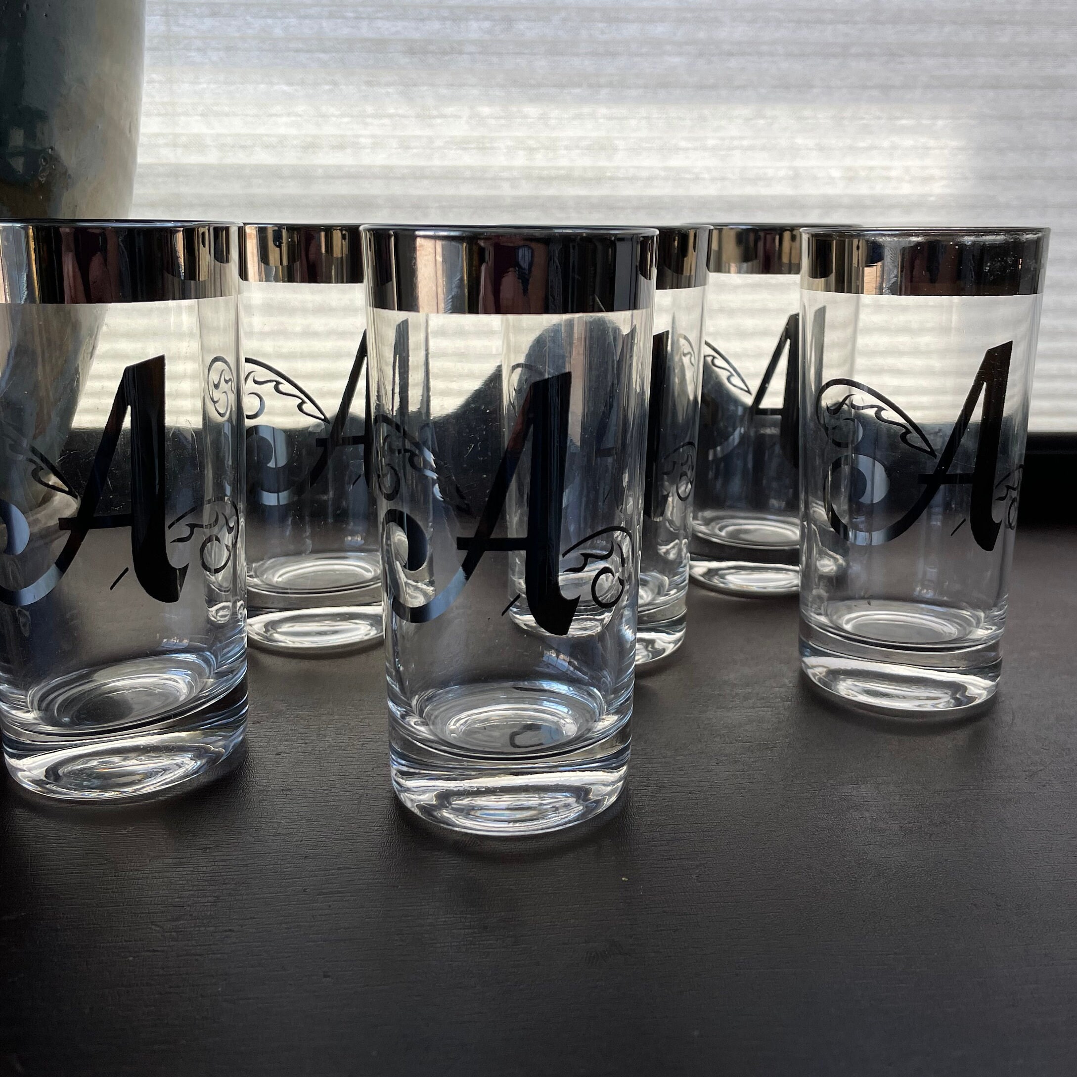 Vintage Set of 6 Mid Century Monogram A Highball Glasses - Etsy
