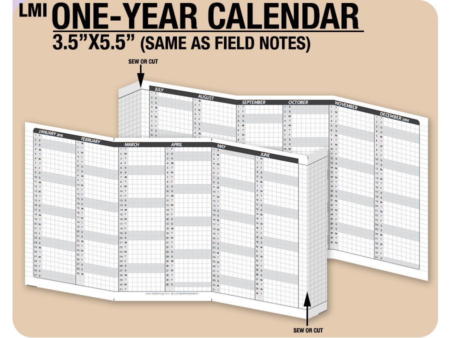 1-year Calendar / Planner - Filofax Inserts Refills Printable Binder ...