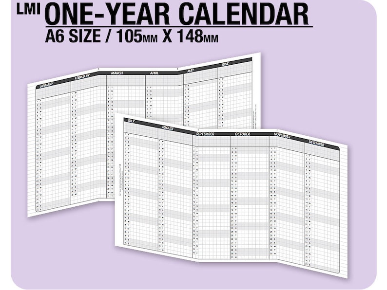 1-year Calendar / Planner - Filofax Inserts Refills Printable Binder ...