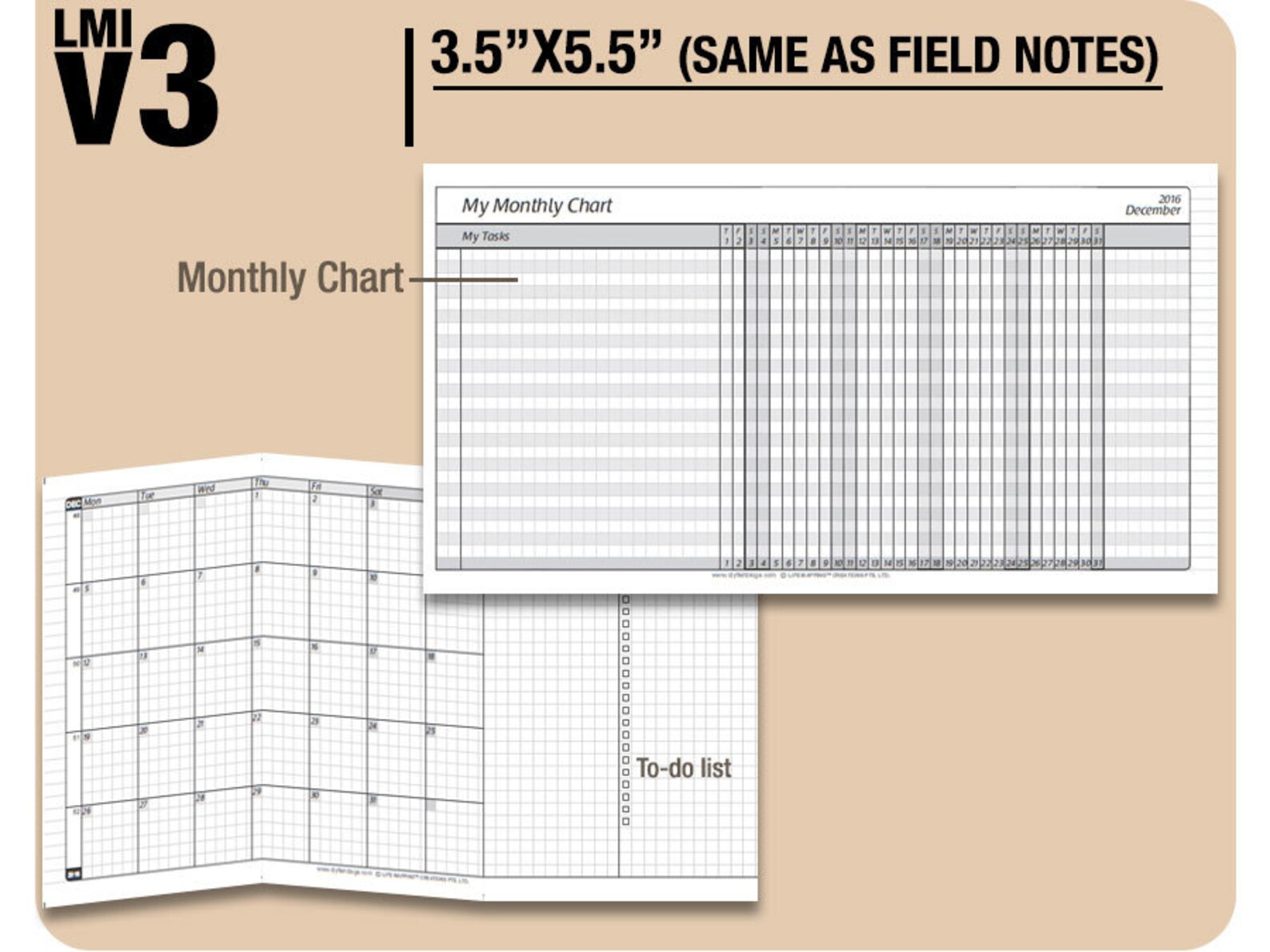 Field Notes Size, V3s2 Set / January to December 2026 / Monthly ...