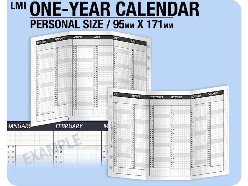 1-year Calendar / Planner - Filofax Inserts Refills Printable Binder ...
