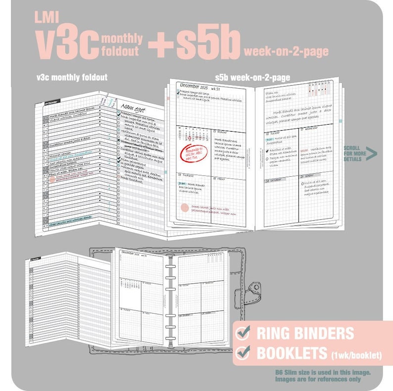 V3c Monthly Foldout + S5b Week-on-2-page / Life Mapping Components ...