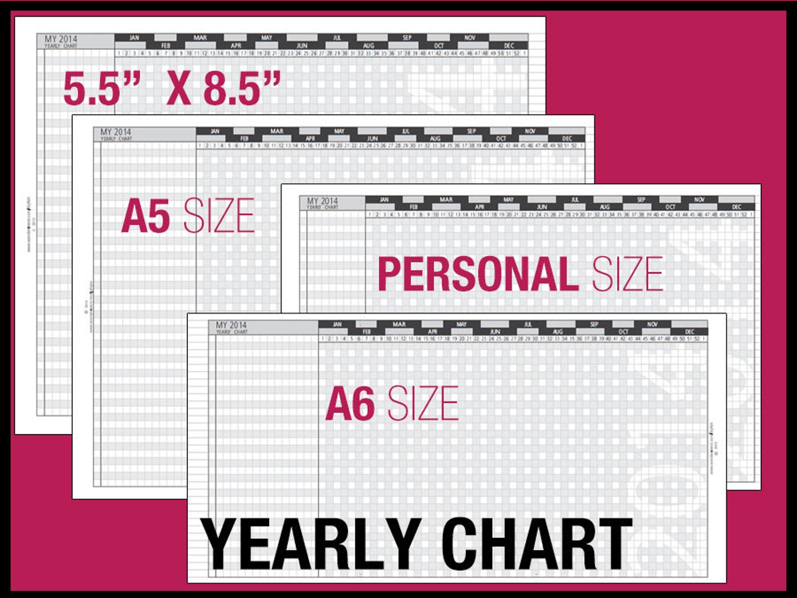 LMI Yearly Chart Filofax Inserts Refills Printable Binder - Etsy