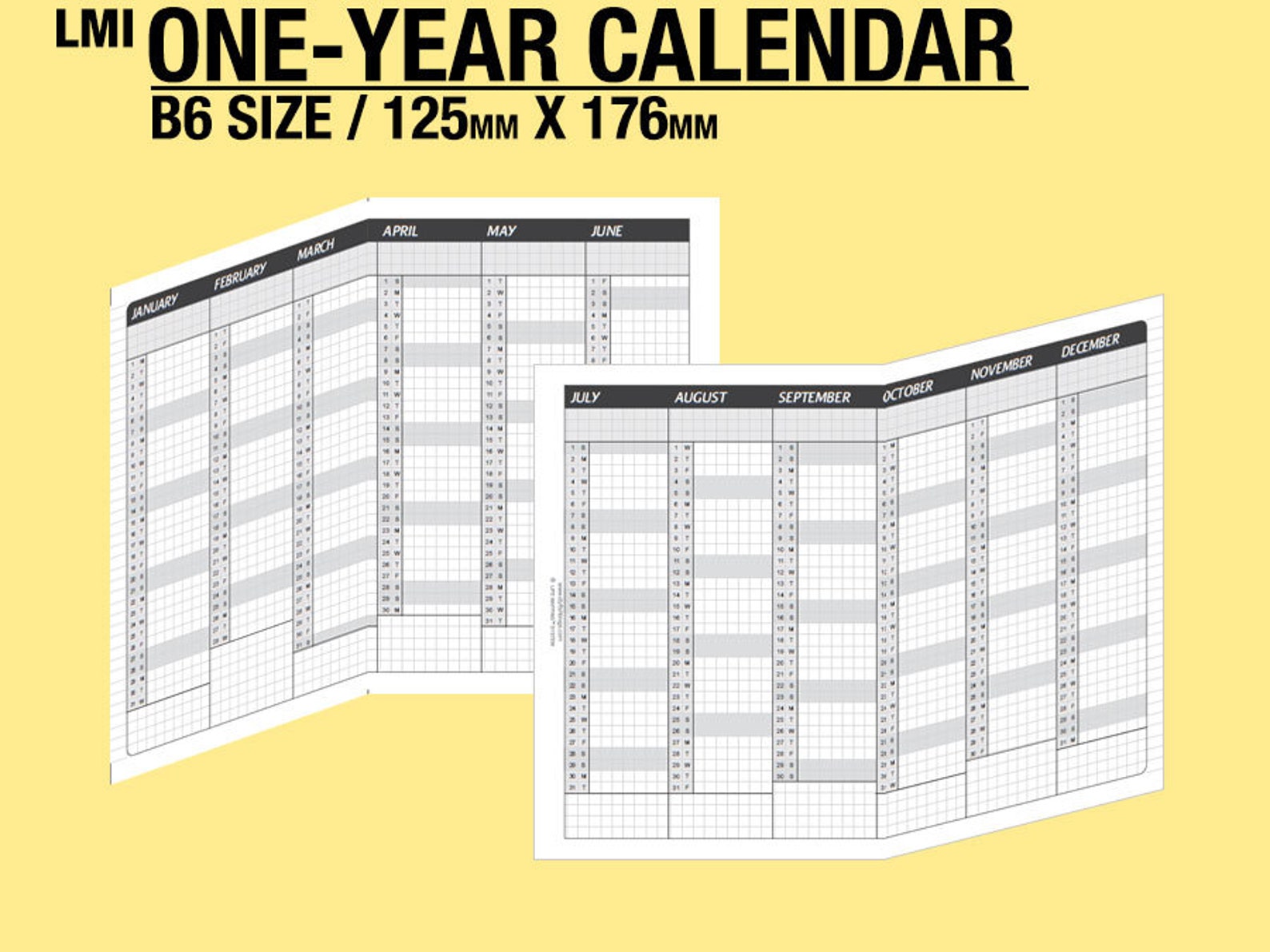 1-year Calendar / Planner - Filofax Inserts Refills Printable Binder ...