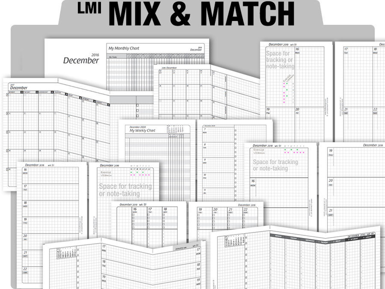 MIX & MATCH Life Mapping Components / Charts and More Filofax Inserts ...