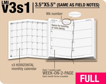 Field Notes Size, V3s2 Set / January to December 2026 / Monthly ...