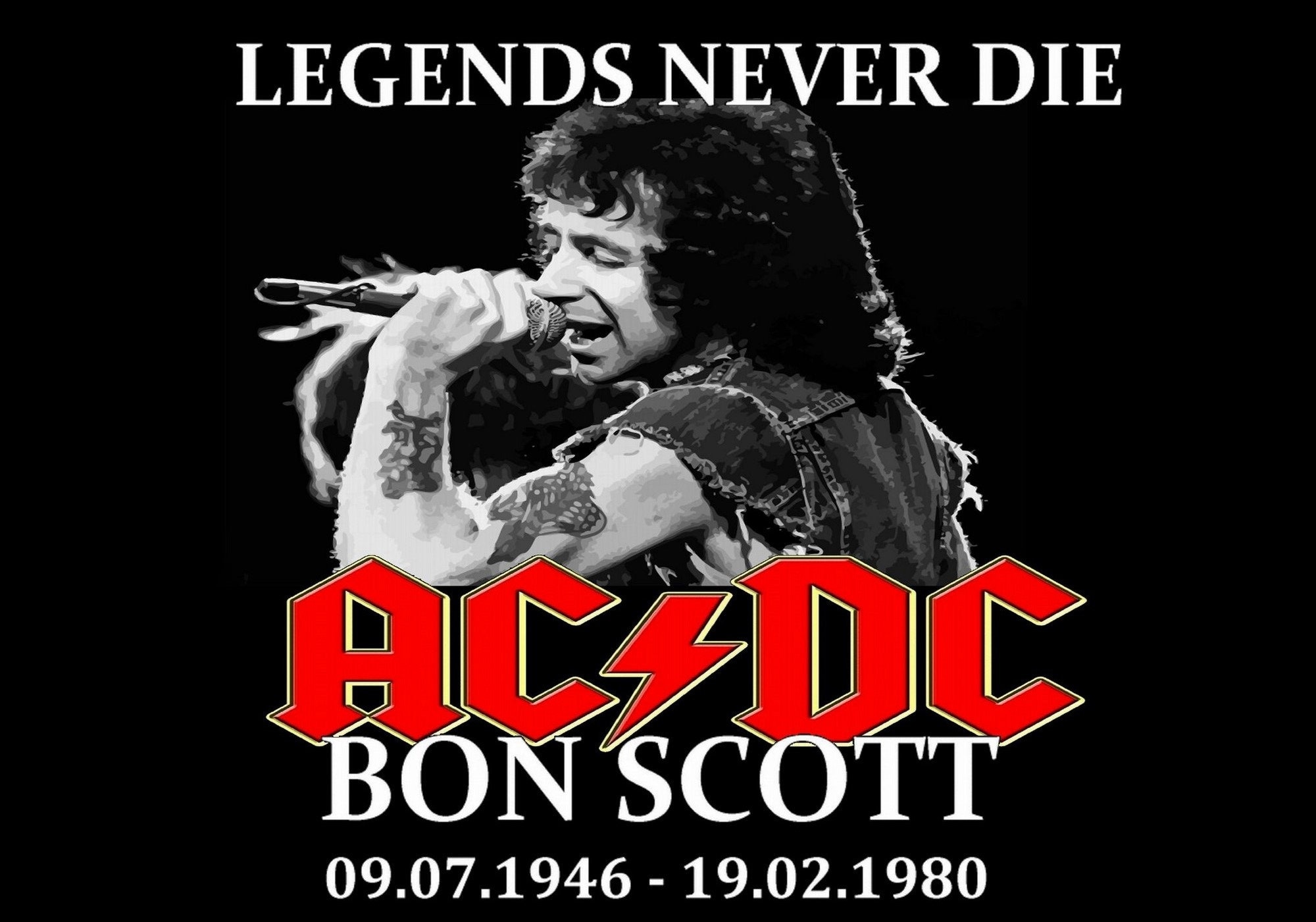 Bon Scott AC/DC Tribute poster Legends Never Die | Etsy