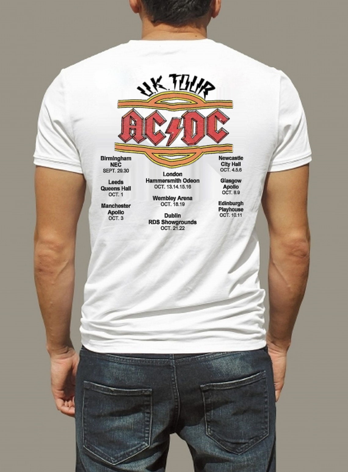 Ac Dc Shirt Vintage Tshirt Uk Tour 1982 Replica Etsy