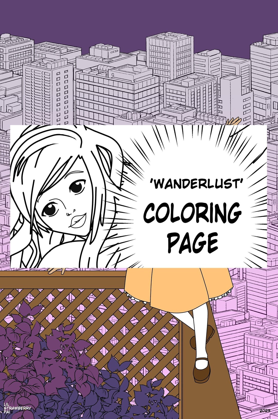 Coloring Page Wanderlust Digital Download Manga Comics Adult Coloring ...