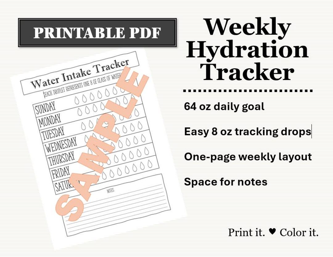 Hydration Tracker (digital Download) | Printer Friendly | Minimal Ink ...