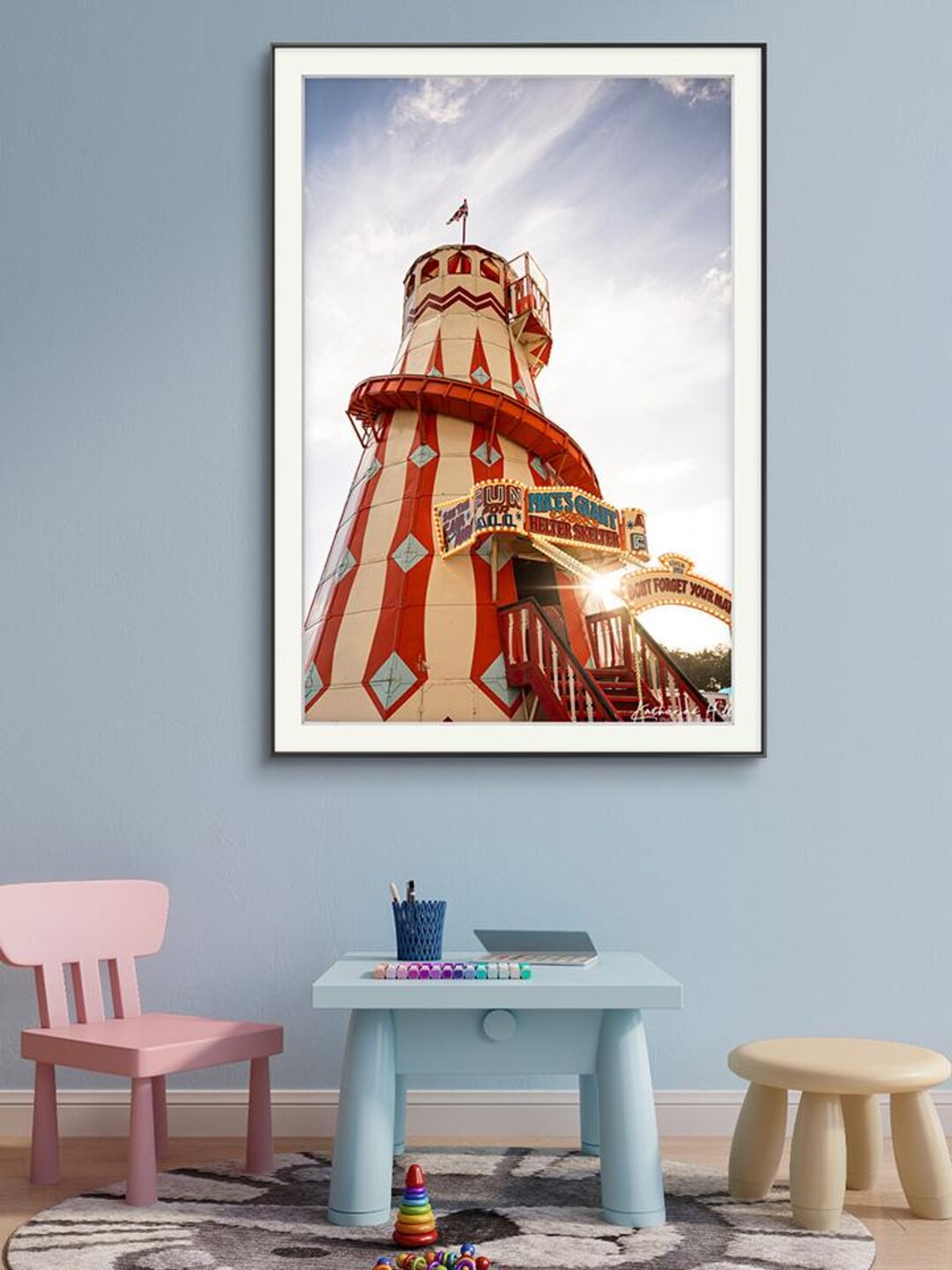Summer Sunset Fairground Funfair Ride Colour Photo Print - English ...