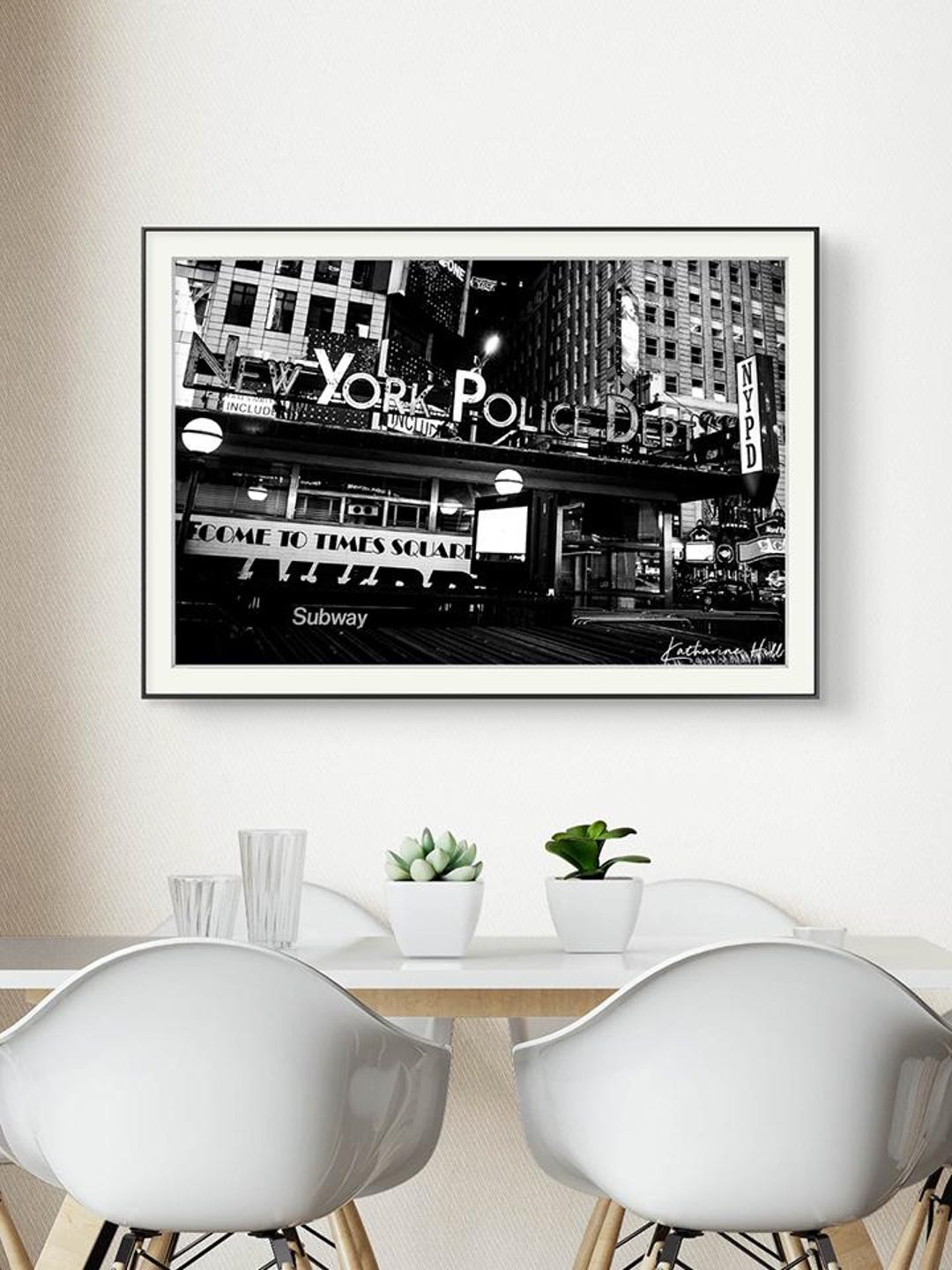 NYPD Times Square Black & White Photo Print, NYC Wall Art, Modern Home ...
