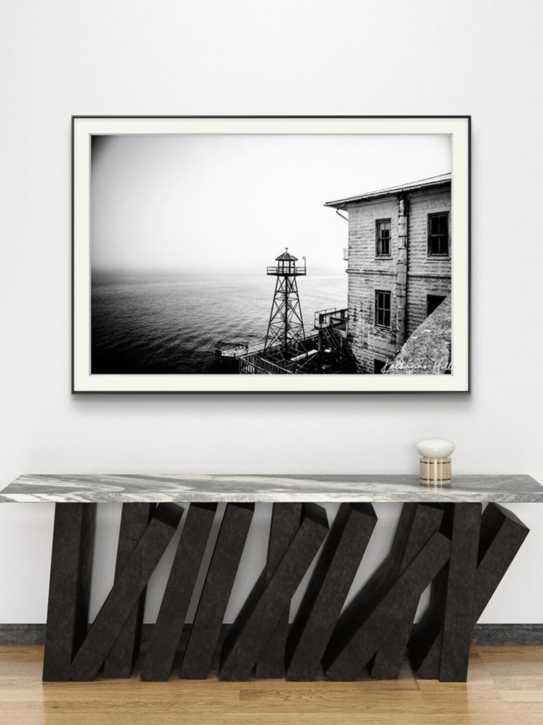 Californian Art, Alcatraz Island Watchtower Photo Print: Black and ...