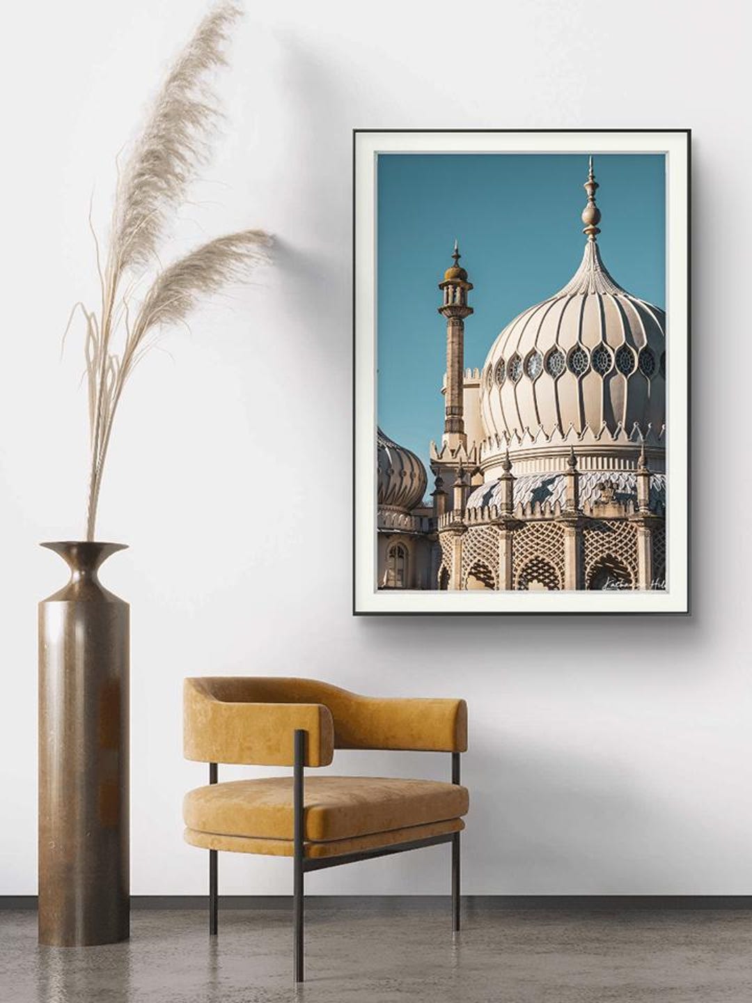 Vibrant Architectural Print of Brighton Pavilion, Blue Sky, Modern ...