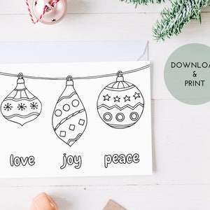 Printable Colouring Christmas Card Love Joy Peace Colour-in - Etsy
