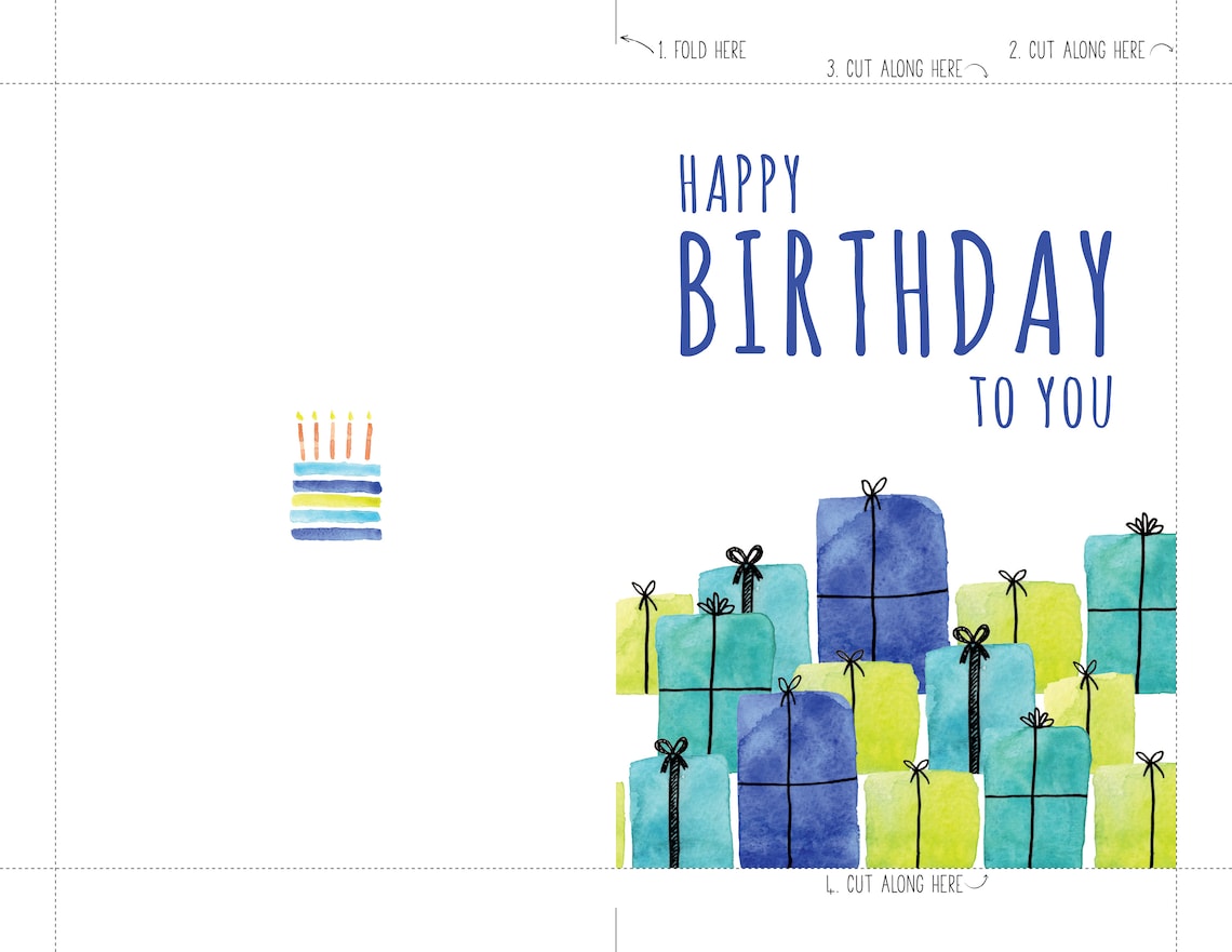 Printable Birthday Cards for Him Instant Download PDF | Etsy