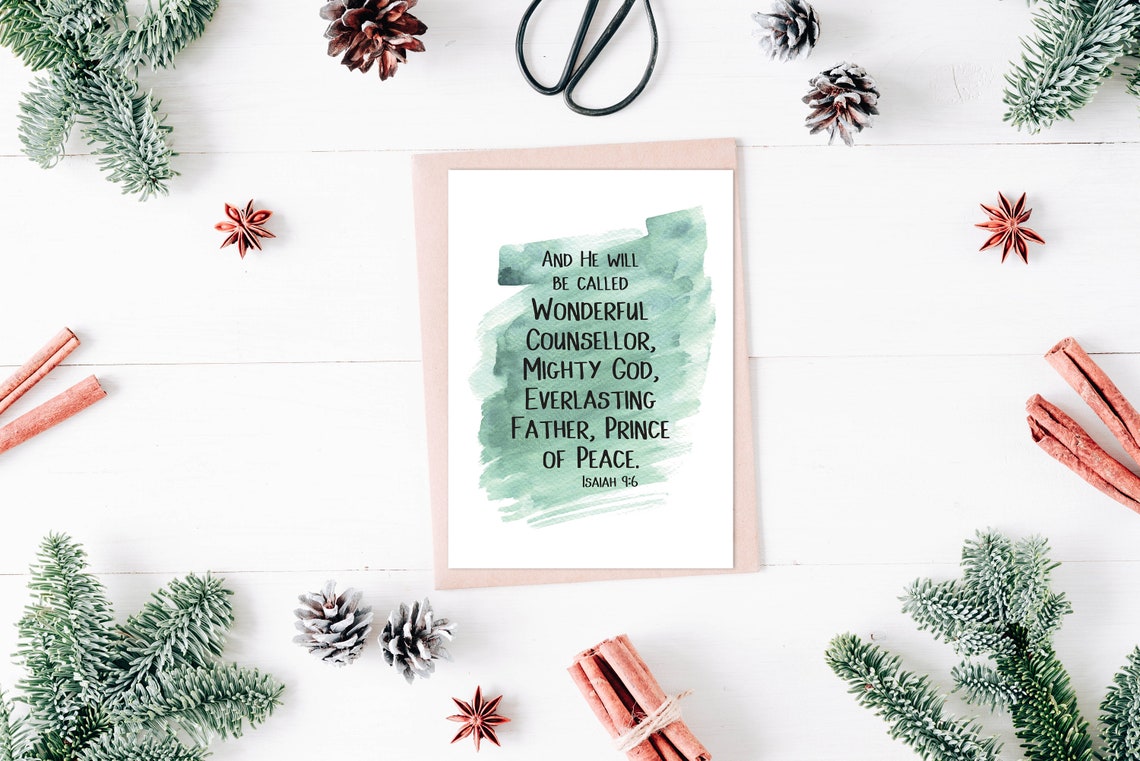 Printable Christmas Card, Bible Verse Digital Download PDF, Watercolour ...