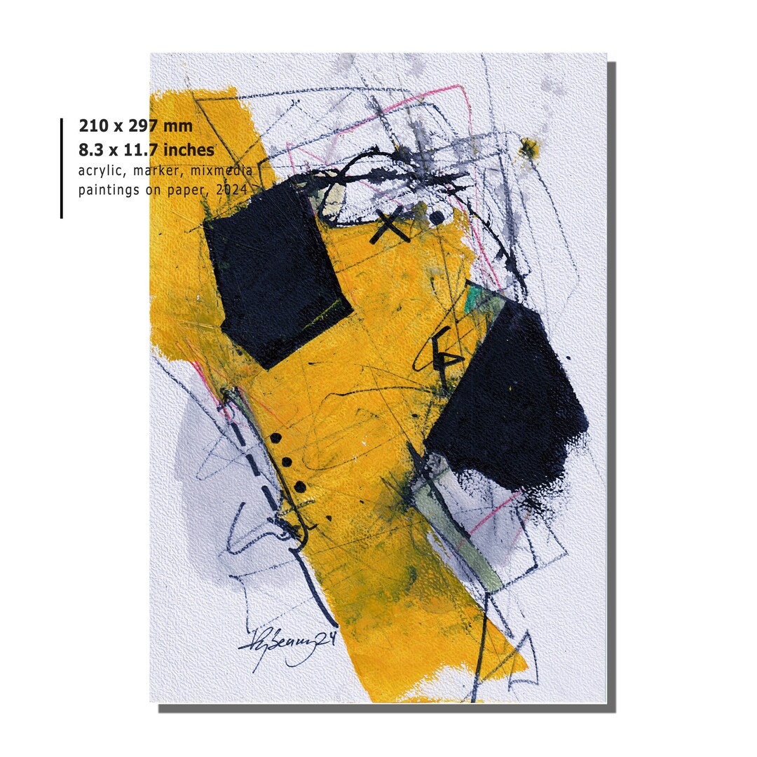 Small Abstract Original Paintings on Paper, Original Colorfull Wall Art ...