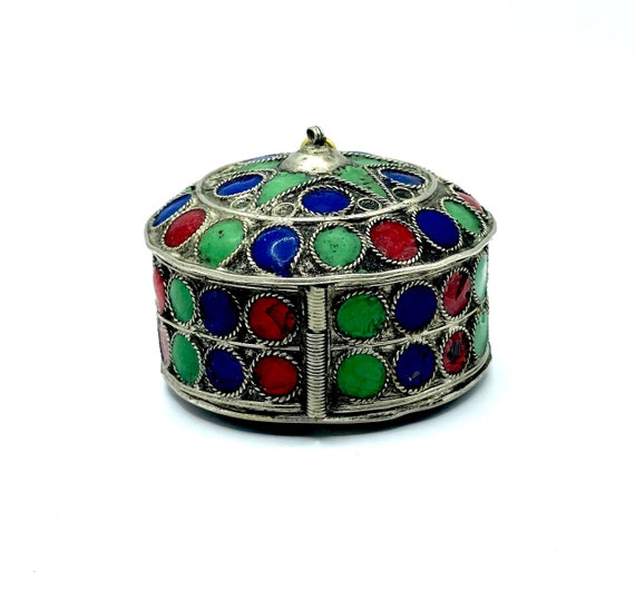 Rare handmade Moroccan enamel vintage Berber trinket … - Gem