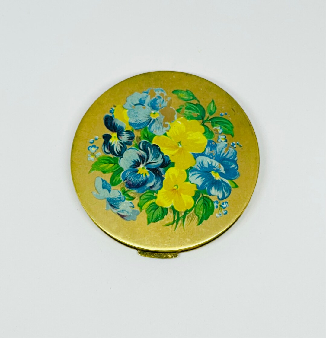 Stratton Blue Yellow Flower Vintage Compact Mirror - Etsy