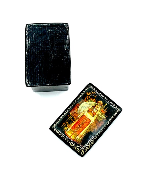 Russian Soviet Union Lacquered Palekh Box, vintage bl… - Gem