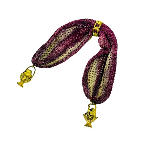 Antique Victorian miser purse, 19th century purple be… - Gem