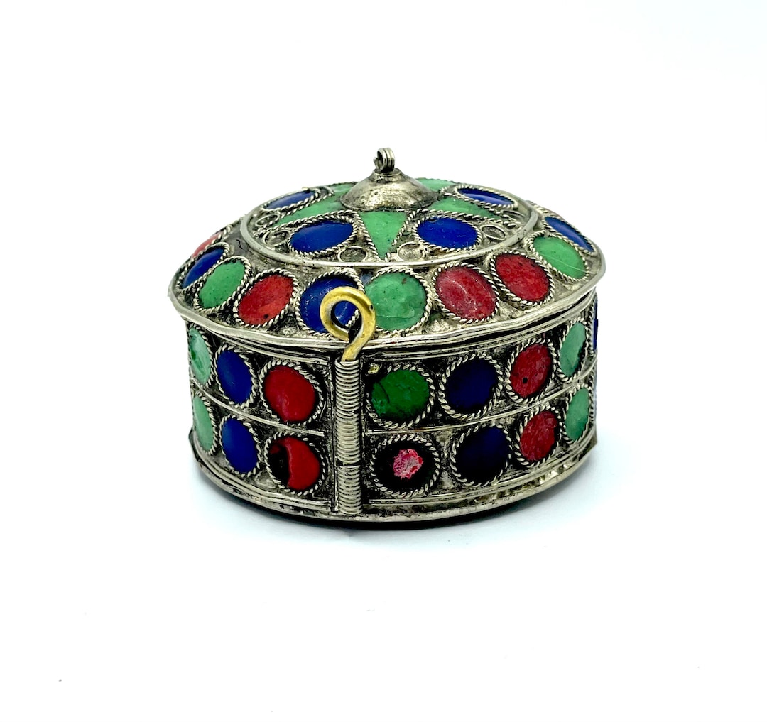 Rare Handmade Moroccan Enamel Vintage Berber Trinket Box/bracelet ...