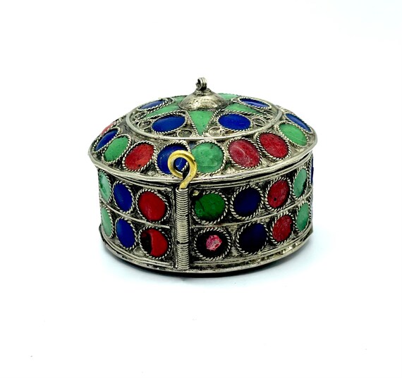 Rare handmade Moroccan enamel vintage Berber trinket … - Gem