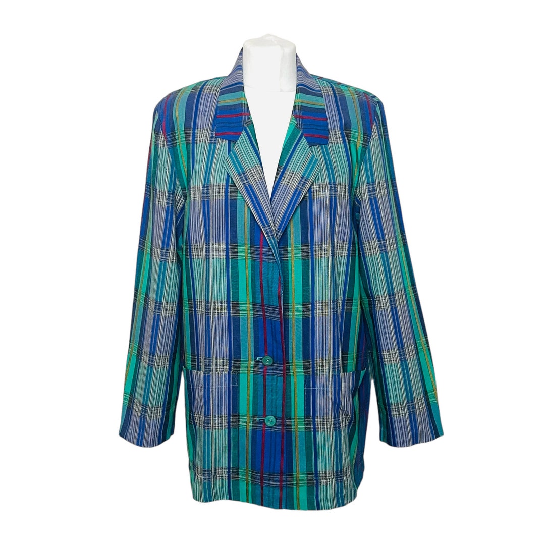 St Michael 1970s/1980s Vintage Jacket. Multi Coloured Plaid Vintage ...