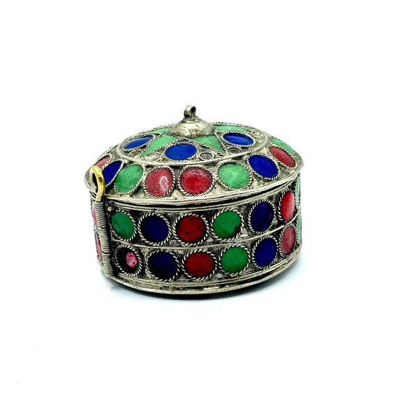 Rare handmade Moroccan enamel vintage Berber trinket … - Gem