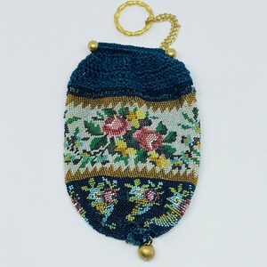 Antique Floral Patterned Reticule Purse Victorian Beaded - Etsy