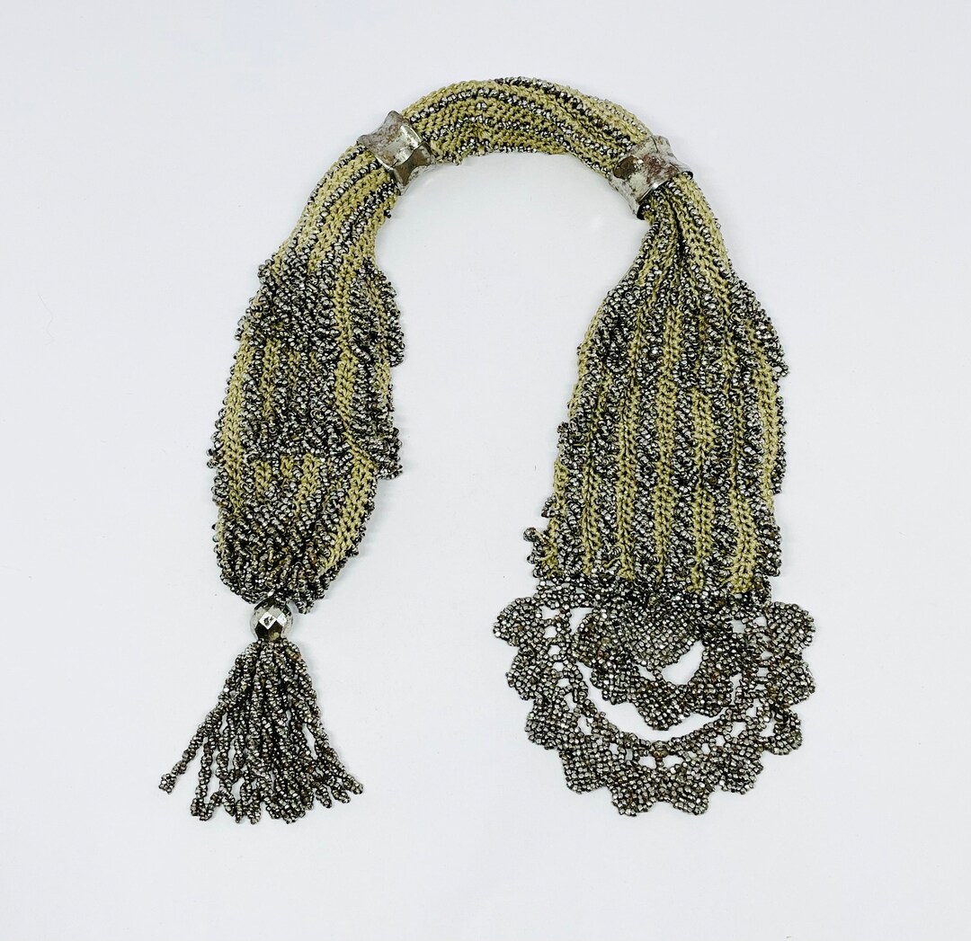 Antique Georgian Era Beaded Miser Purse, Early 19th Century Khaki Cut ...