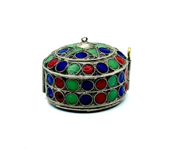 Rare handmade Moroccan enamel vintage Berber trinket … - Gem
