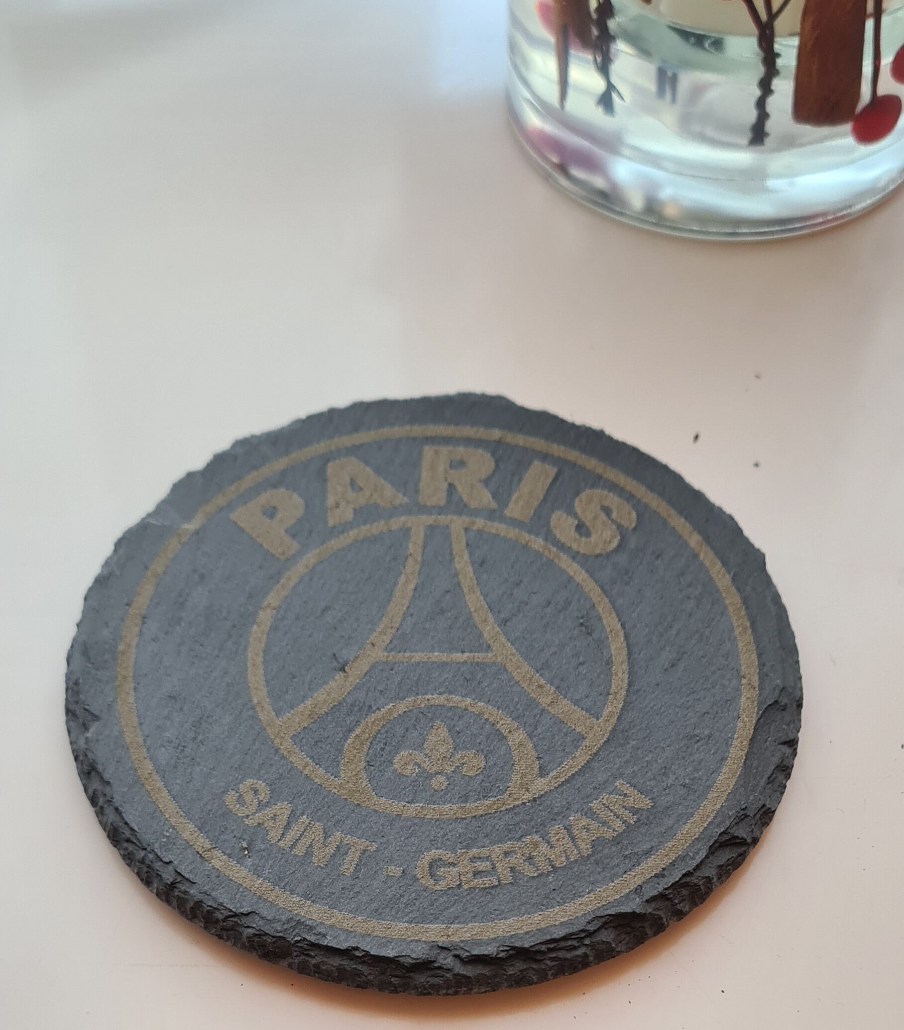 Paris Saint-germain PSG Coaster Welsh Slate Handmade Engraved Logo 10cm ...