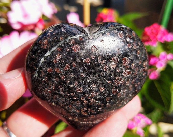 Garnet Biotite With Mica Polished Puffy Heat Palm Stone - Etsy