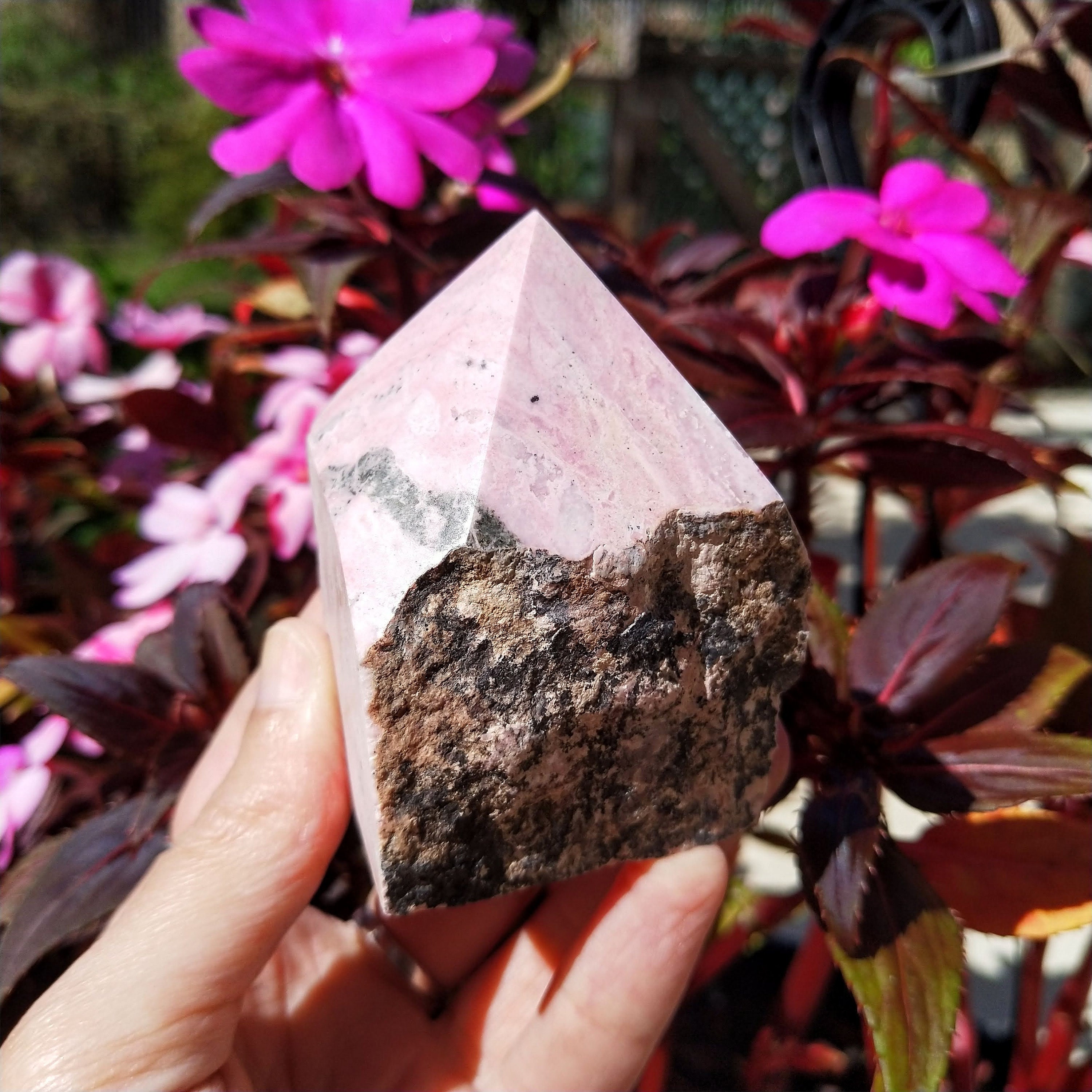 The Rescue Crystal Rhodonite Crystal Top Polished Point, Rhodonite ...