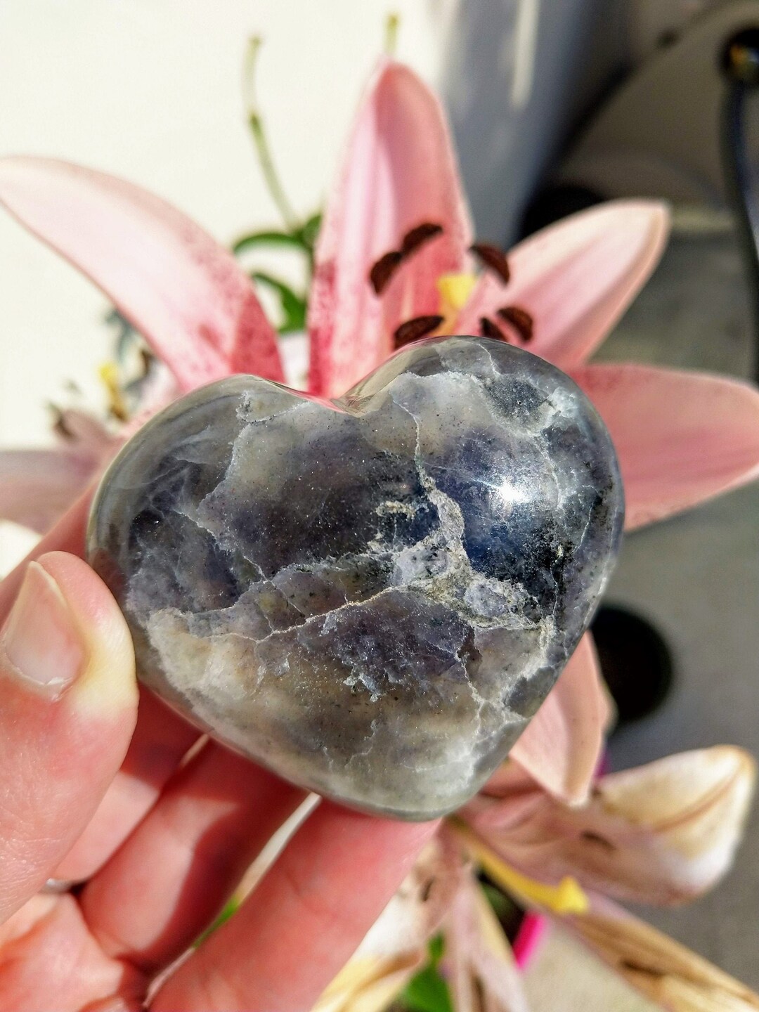Iolite Heart, the Stone of Pure Thoughts, Water Sapphire Polished Heart ...