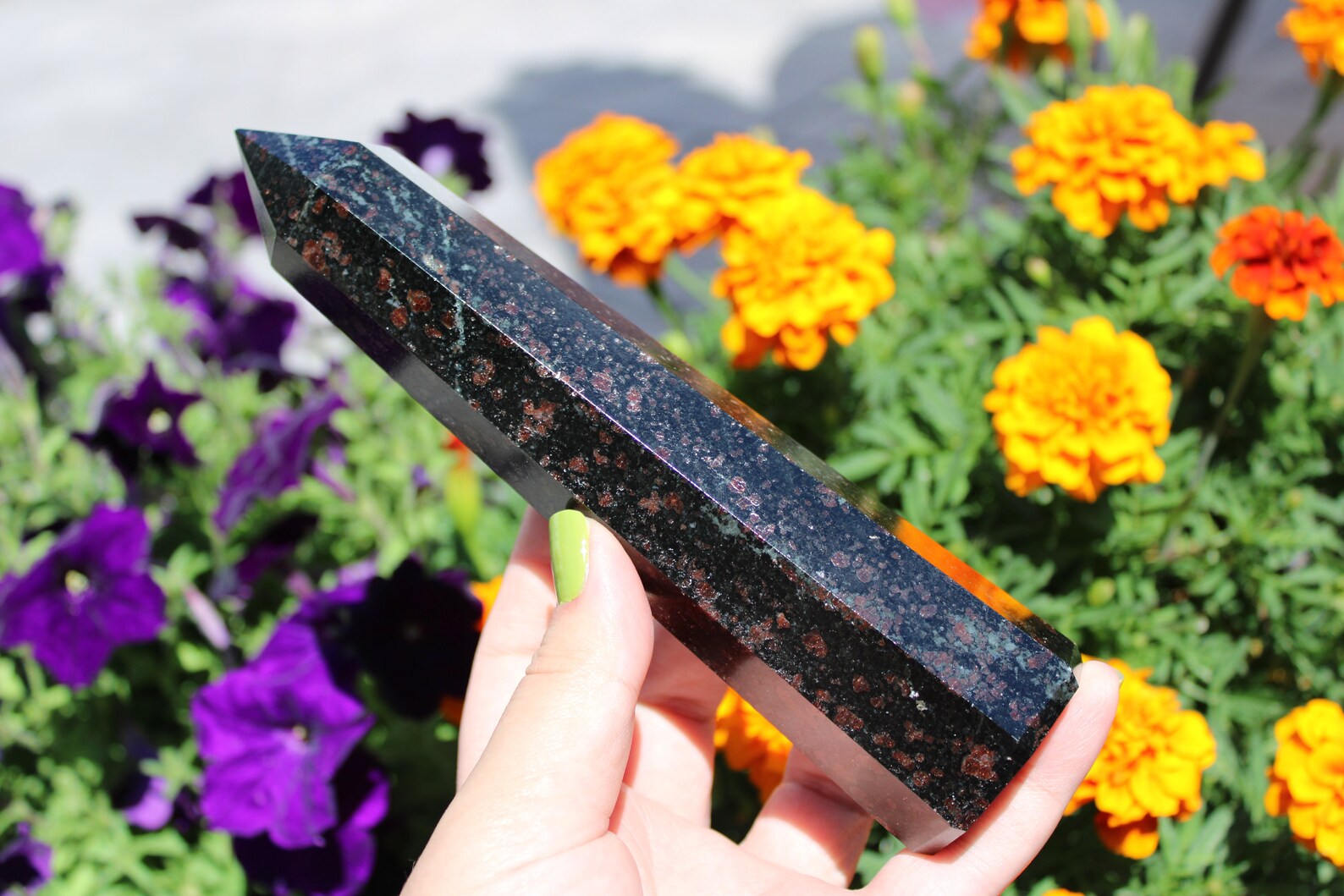 Garnet Biotite With Mica Obelisk Point, Crystal Tower, Polished Stones ...