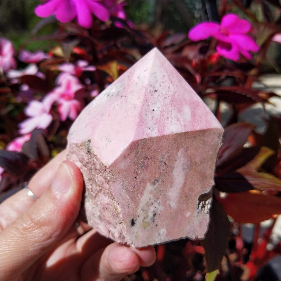The Rescue Crystal Rhodonite Crystal Top Polished Point, Rhodonite ...