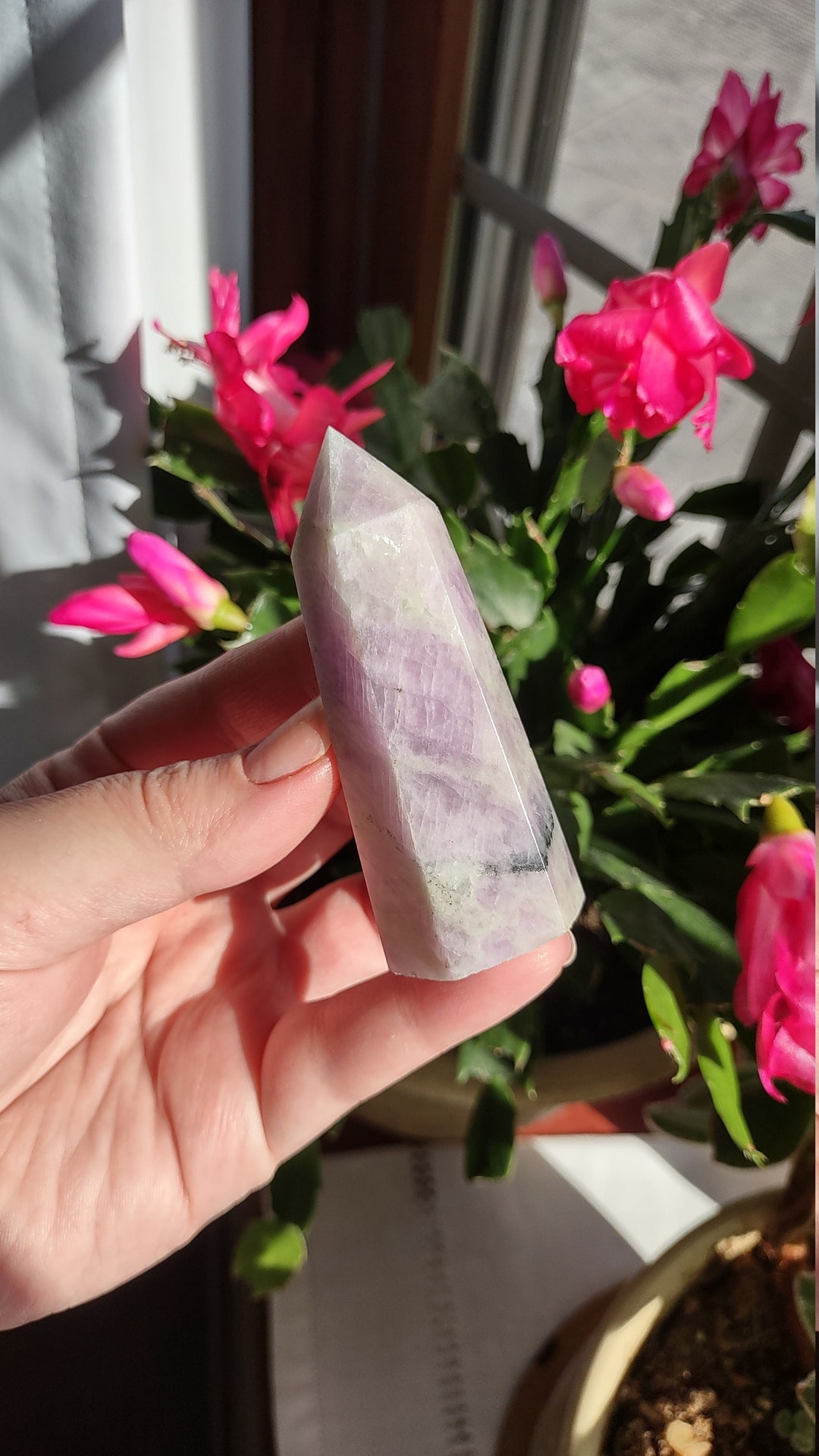 Kunzite Crystal Point Kunzite Generator, Crown Chakra Self Standing ...