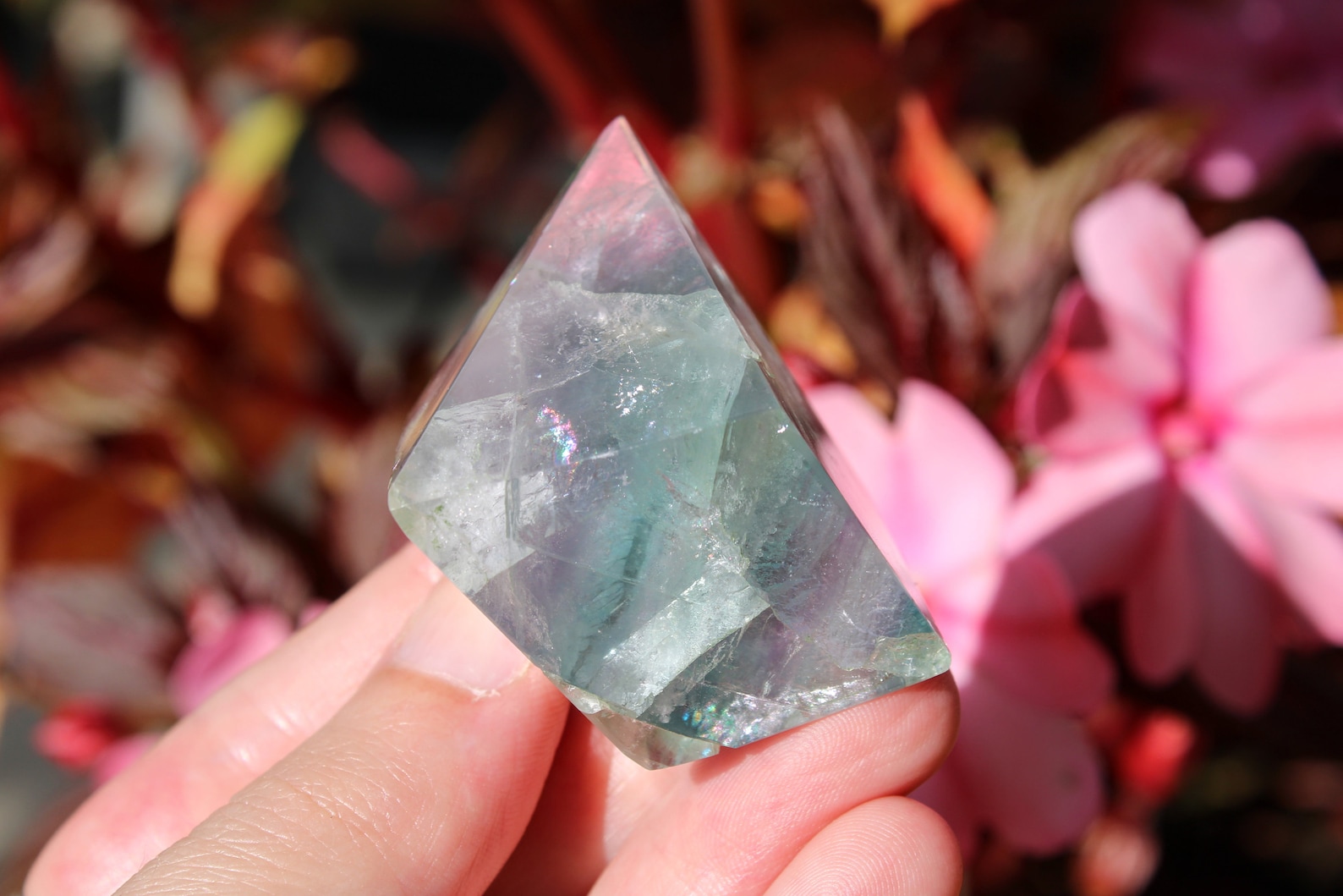 Small Rainbow Fluorite Polyhedron Hand Polished Palm Stone - Etsy