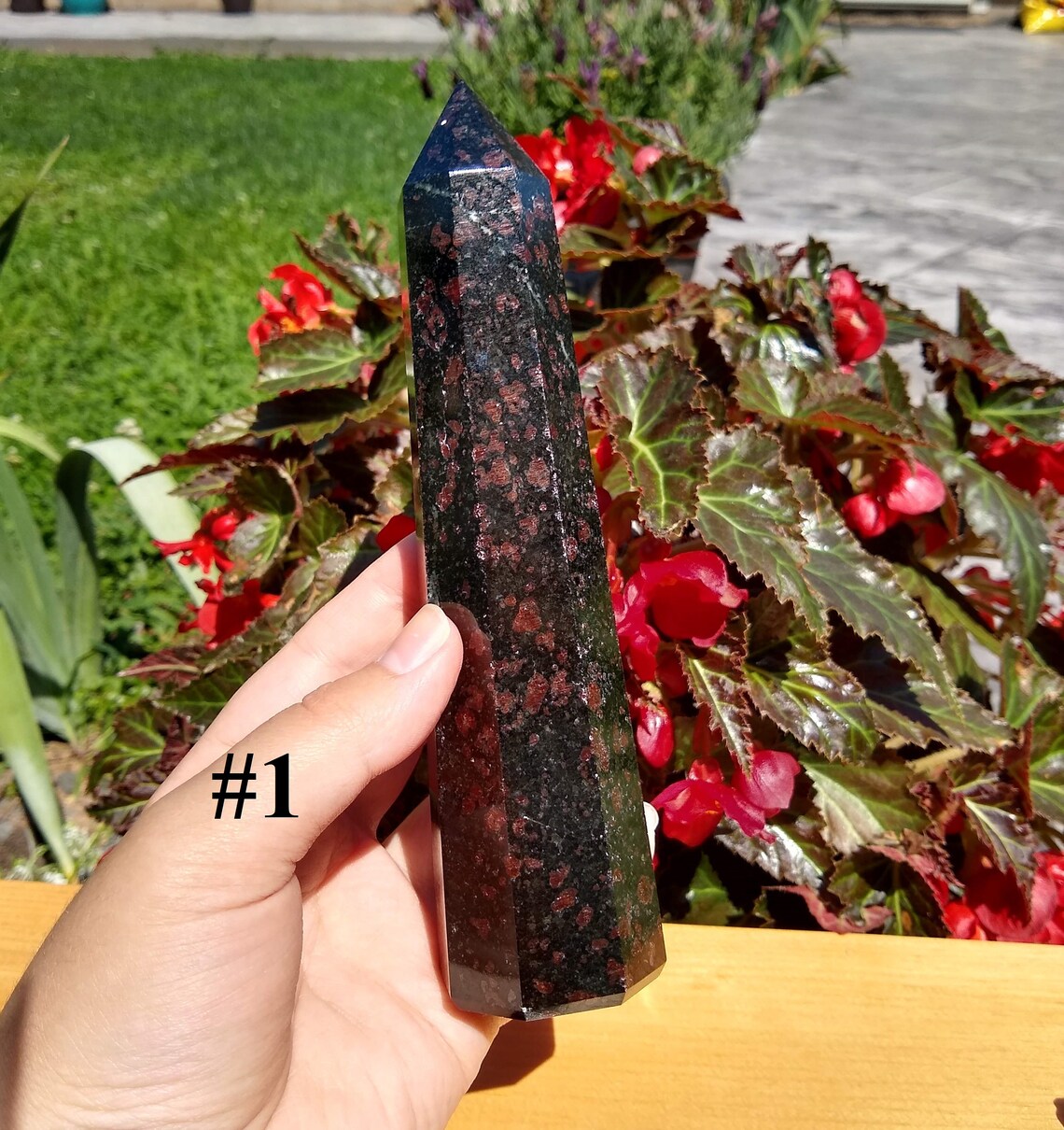 Garnet Biotite with Mica Obelisk Point Crystal Tower | Etsy