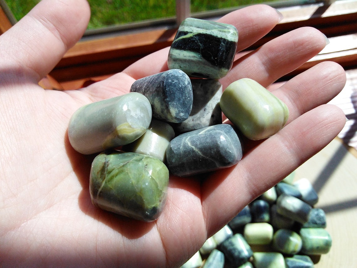 Serpentine Infinite Tumbled Stone Pebble Charm Stone Small - Etsy