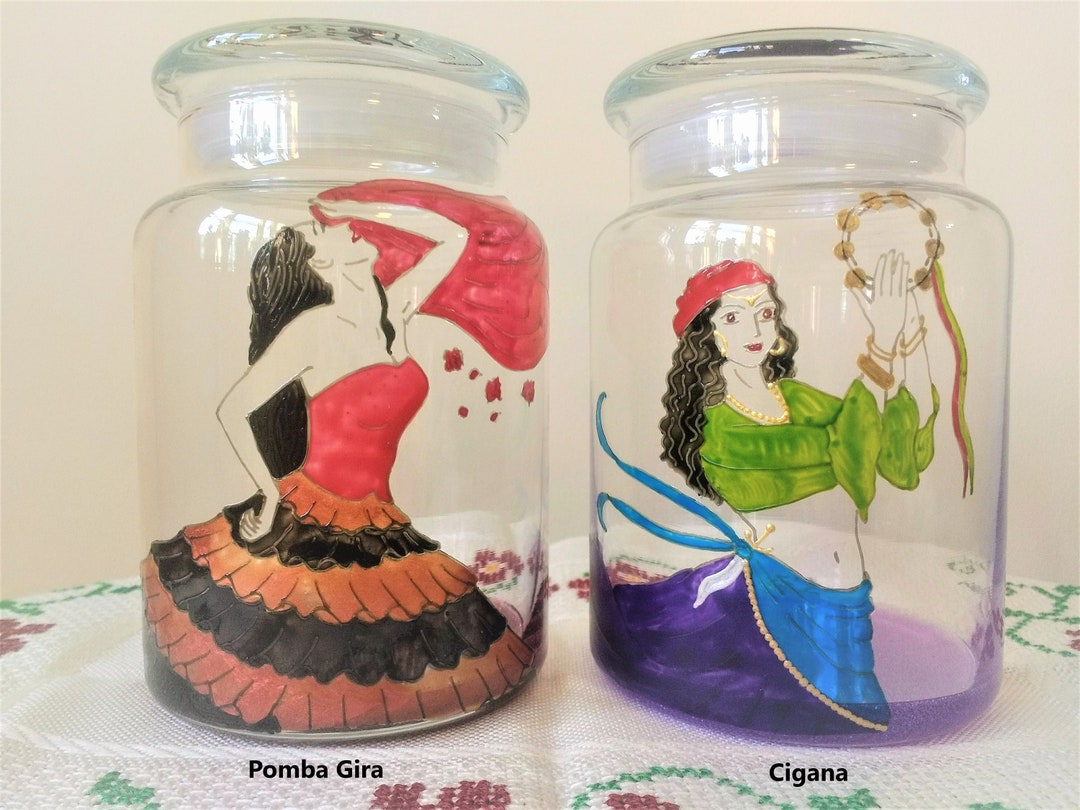 Orixa Candle Holder, Pomba Gira, Stained Glass Jar Wish Jar Orisha ...