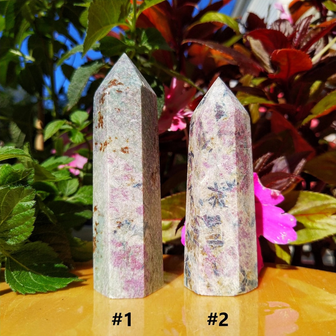 Ruby in Apatite Obelisk Point Blue and Pink Stone Knowledge and ...